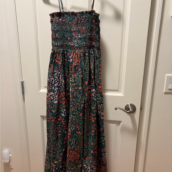 LOFT | Dresses | Loft Floral Maxi Dress Green And Red | Poshmark